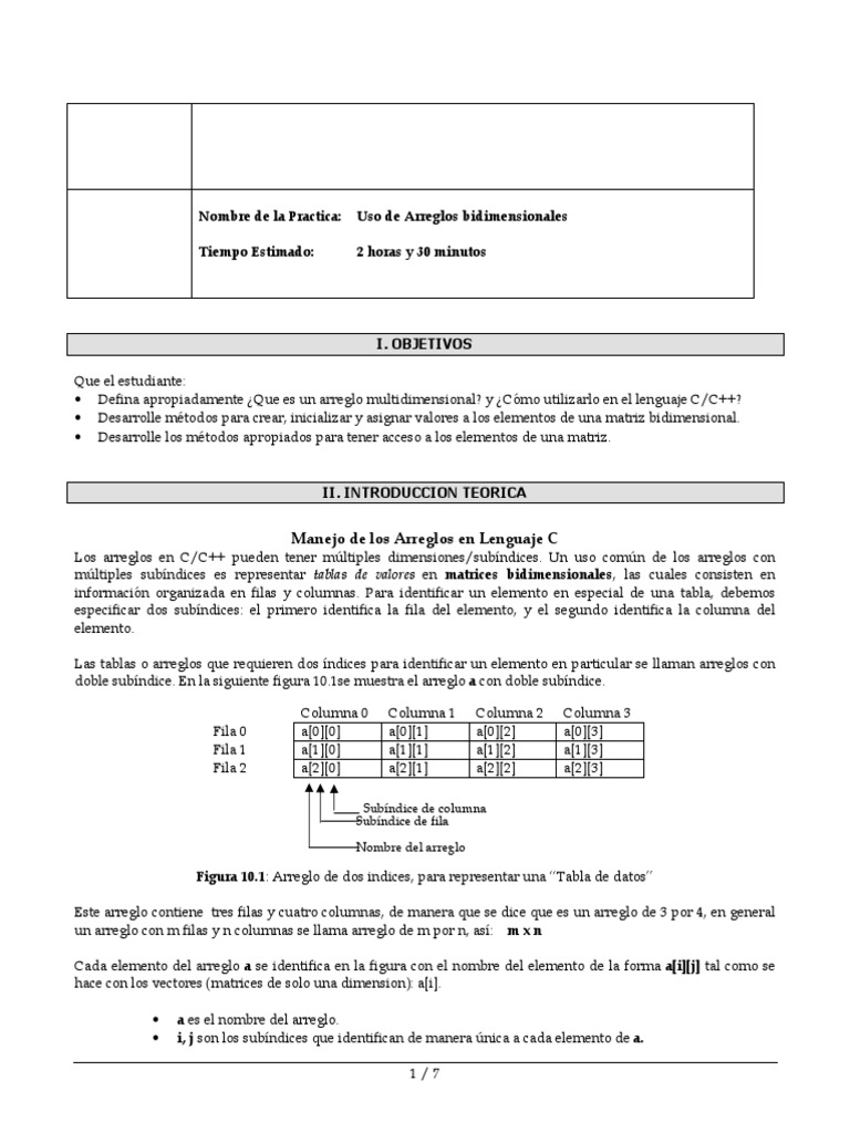 Guia Arreglos Bidimensionales | PDF | Estructura de datos de matriz ...