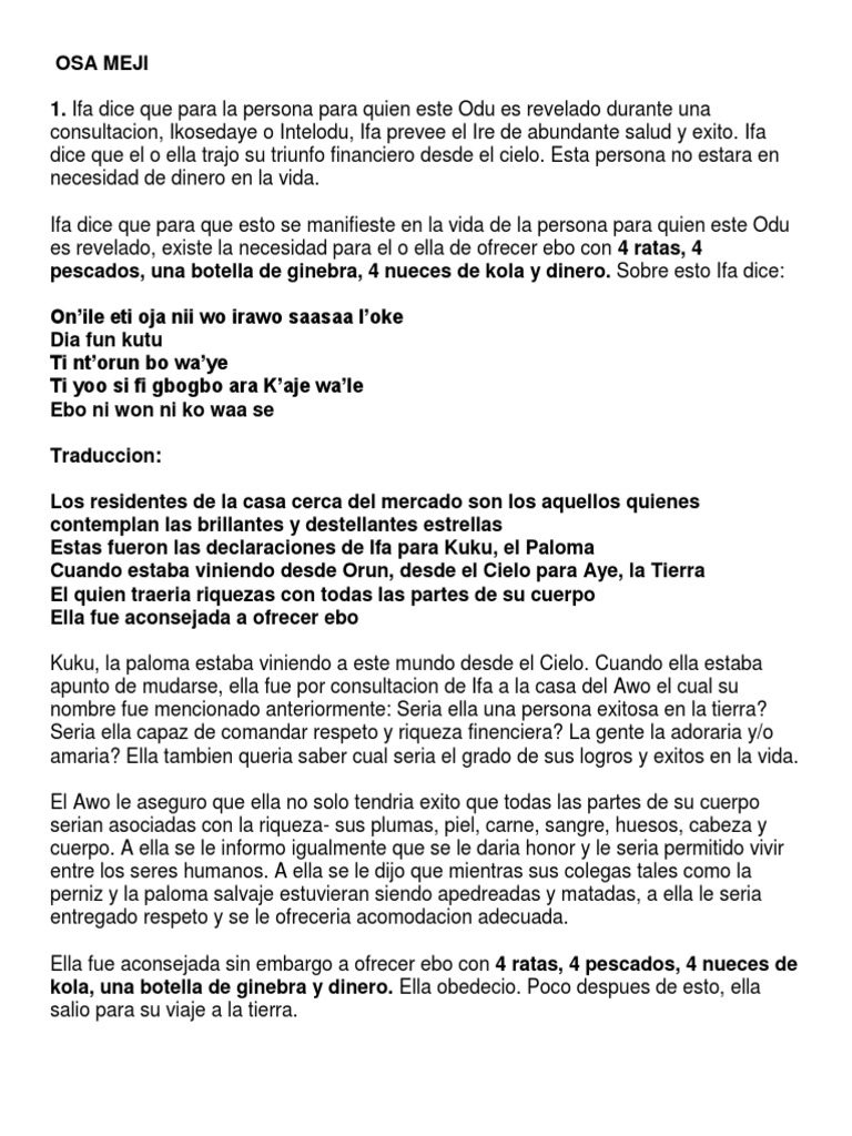 OSA MEJI - Popoola-Rener | PDF | Pollo | Religión y creencia