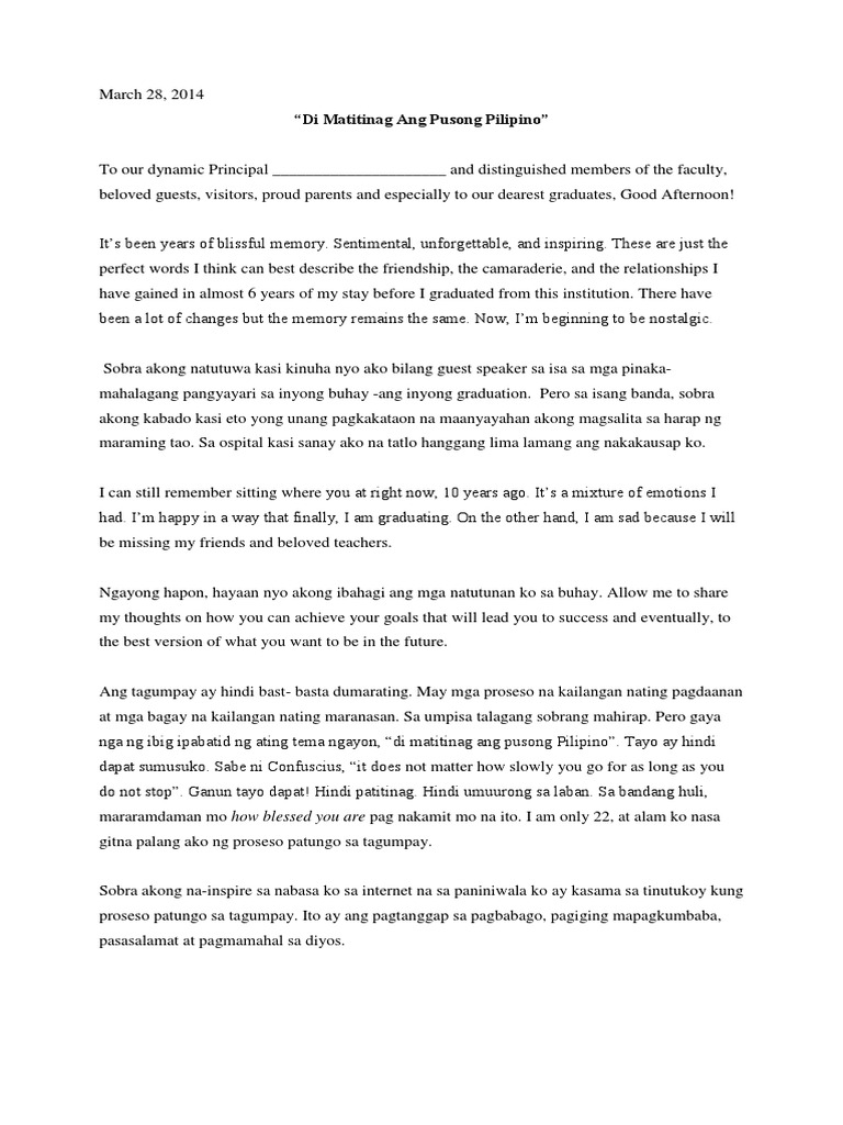 Graduation Speech | PDF