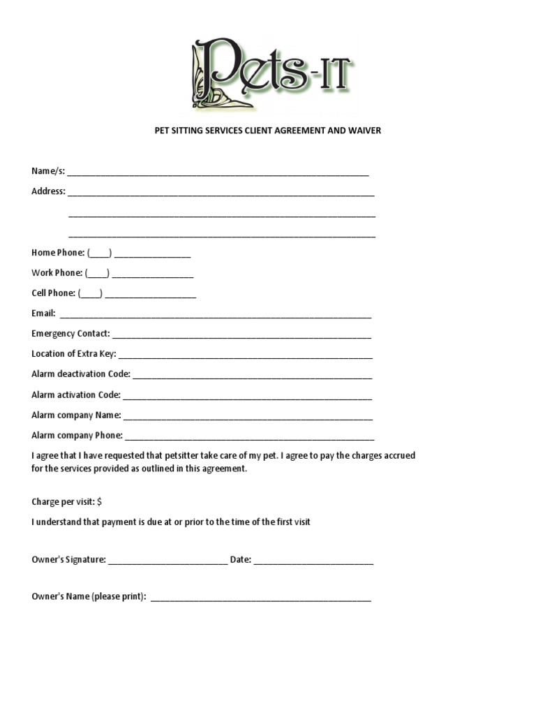 Services Client Agreement and Waiver | PDF | Dogs | Indemnity