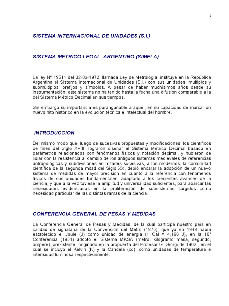 Explicación General Del SIMELA | PDF | Unidades de medida | Sistema ...