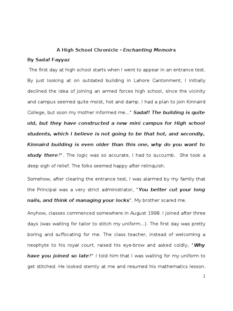 A High School Chronicle - Enchanting Memoirs | PDF | Cognition