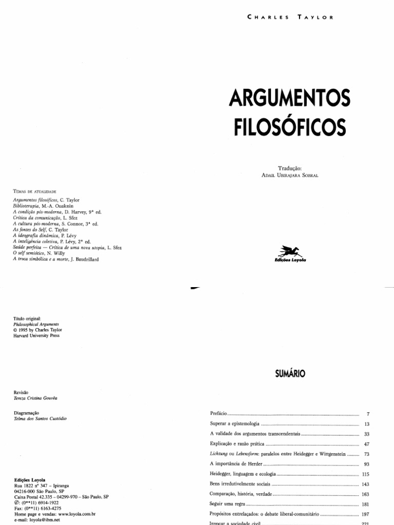 Taylor, Charles - Argumentos Filosoficos | PDF