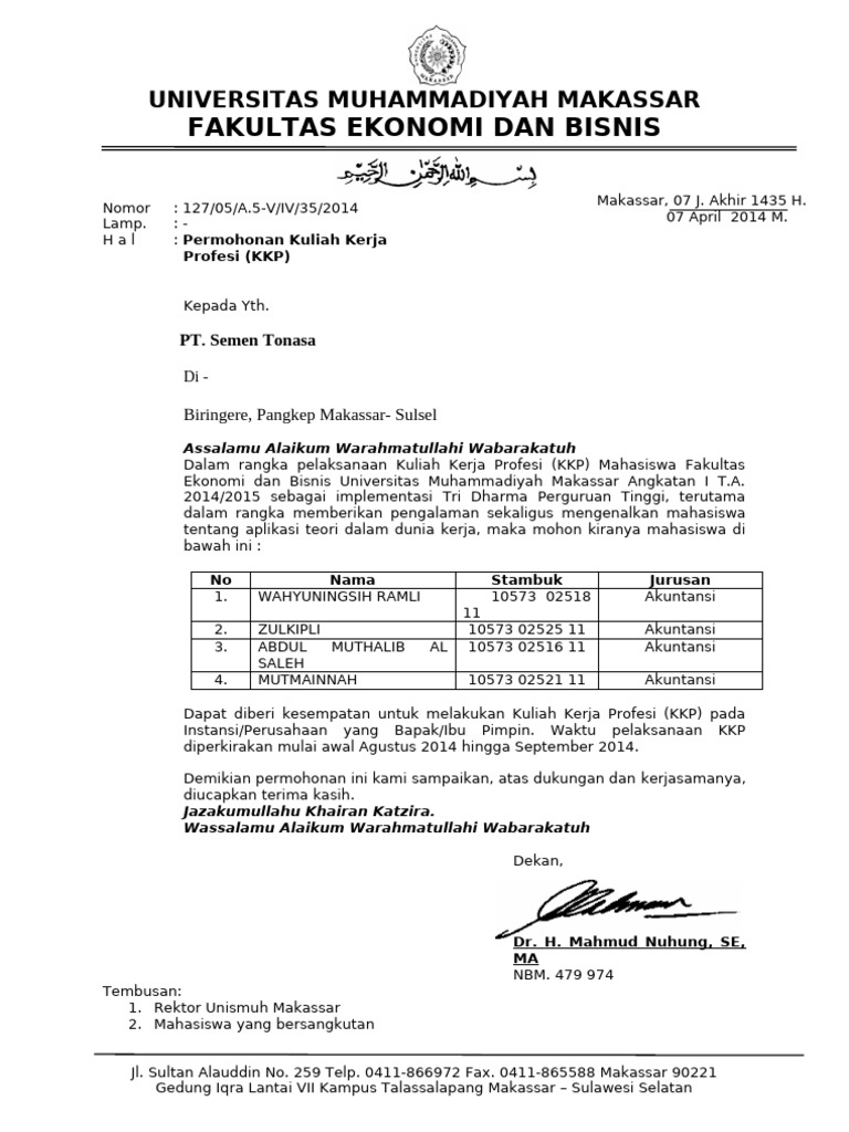 Surat Permohonan KKP | PDF