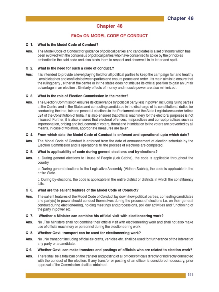 Faqs On Model Code of Conduct | PDF | Political Campaigns | Elections