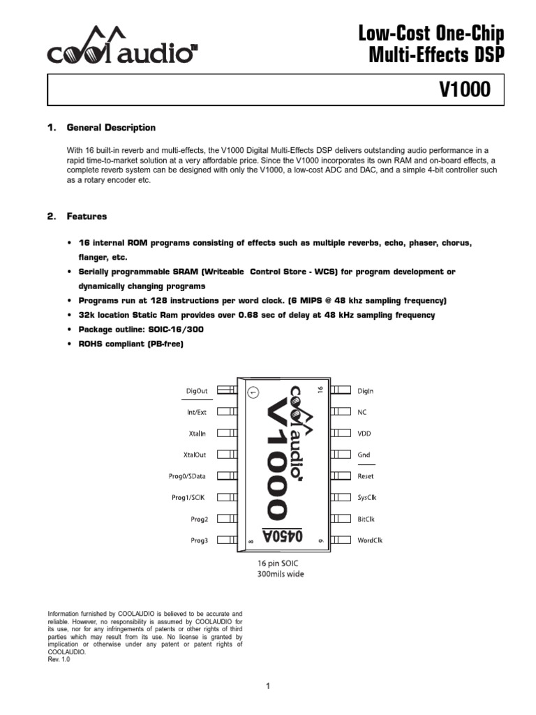 V1000 Datasheet | PDF | Random Access Memory | Instruction Set