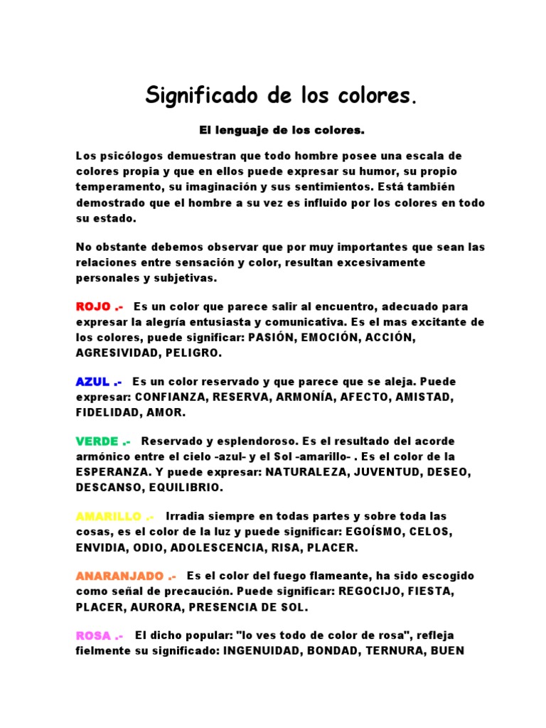 Significado y psicología de los colores | PDF | Qualia | Color