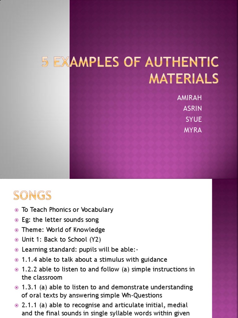 (Lt3101) 5 Examples of Authentic Materials | PDF
