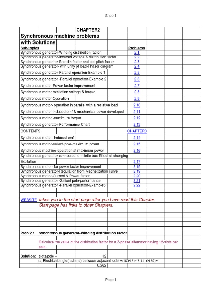 Synchronous Machine Problems With Solutions | Download Free PDF | Volt | Electrical Components