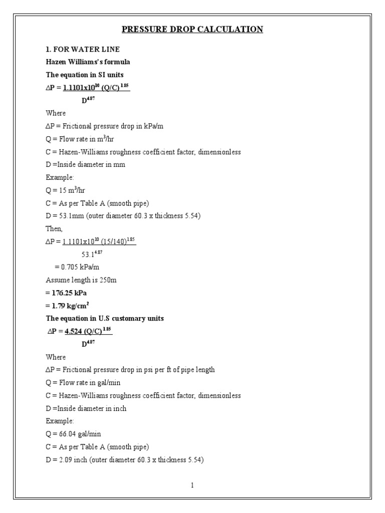 Pressure Drop Calculation | PDF