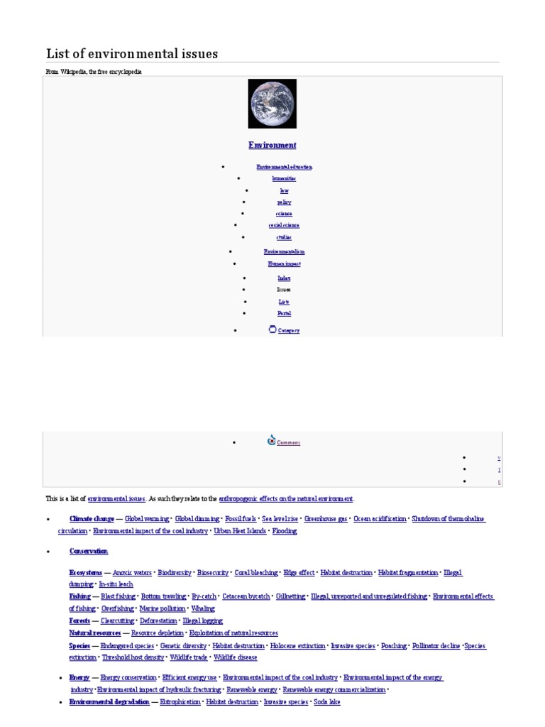 List of Environmental Issues | Download Free PDF | Human Impact On The ...