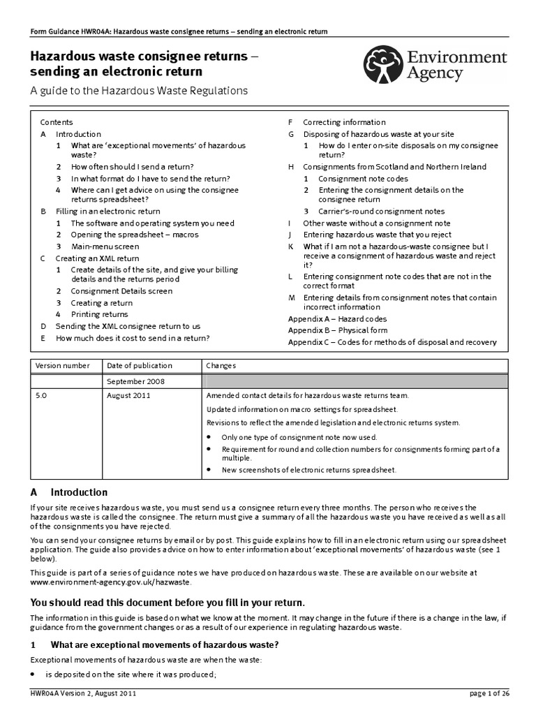 Hazardous Waste Consignee Returns | PDF | Microsoft Excel | Spreadsheet