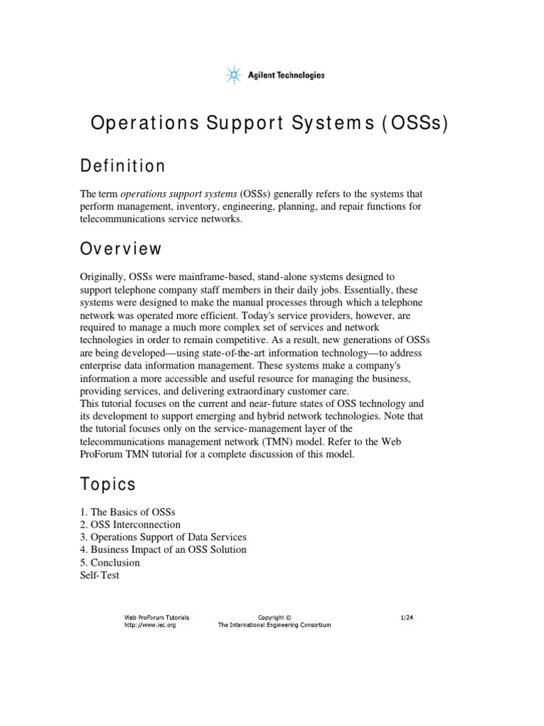 Operations Support Systems (Osss) | PDF