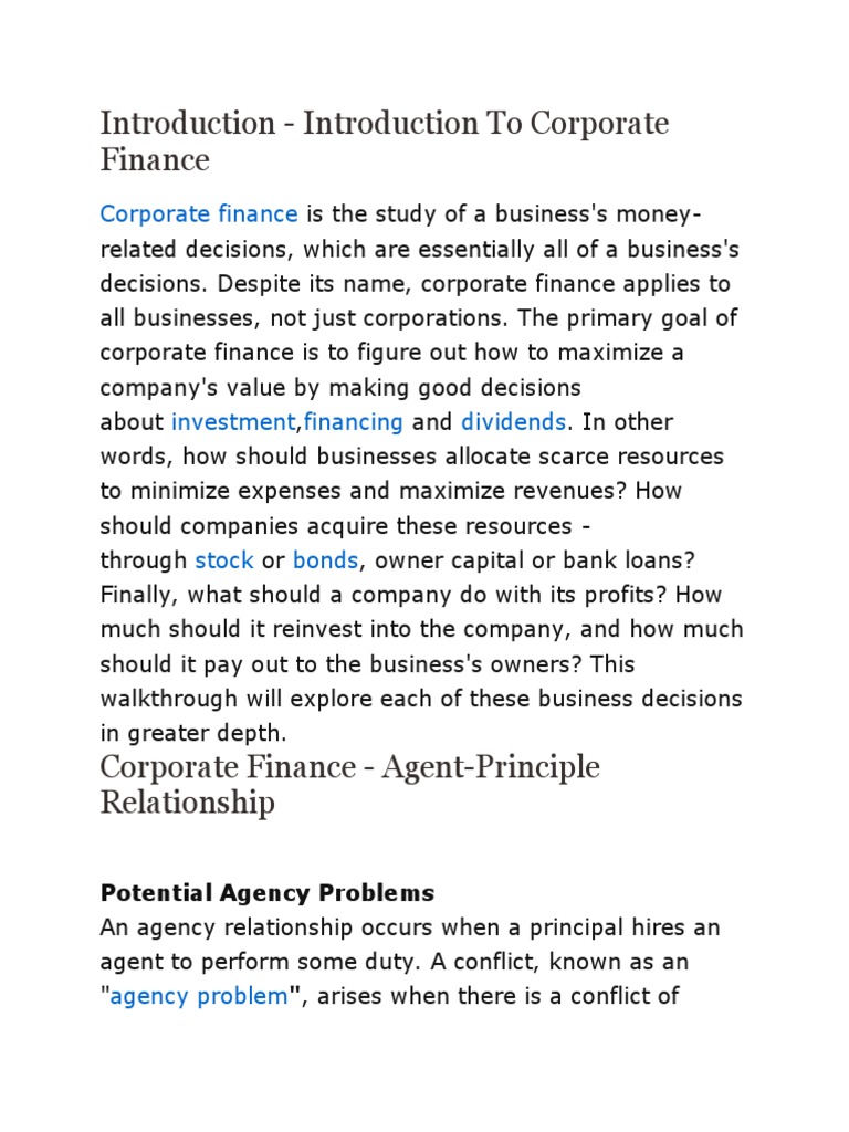 Intro To Corporate Finance | PDF | Financial Markets | Shadow Banking ...