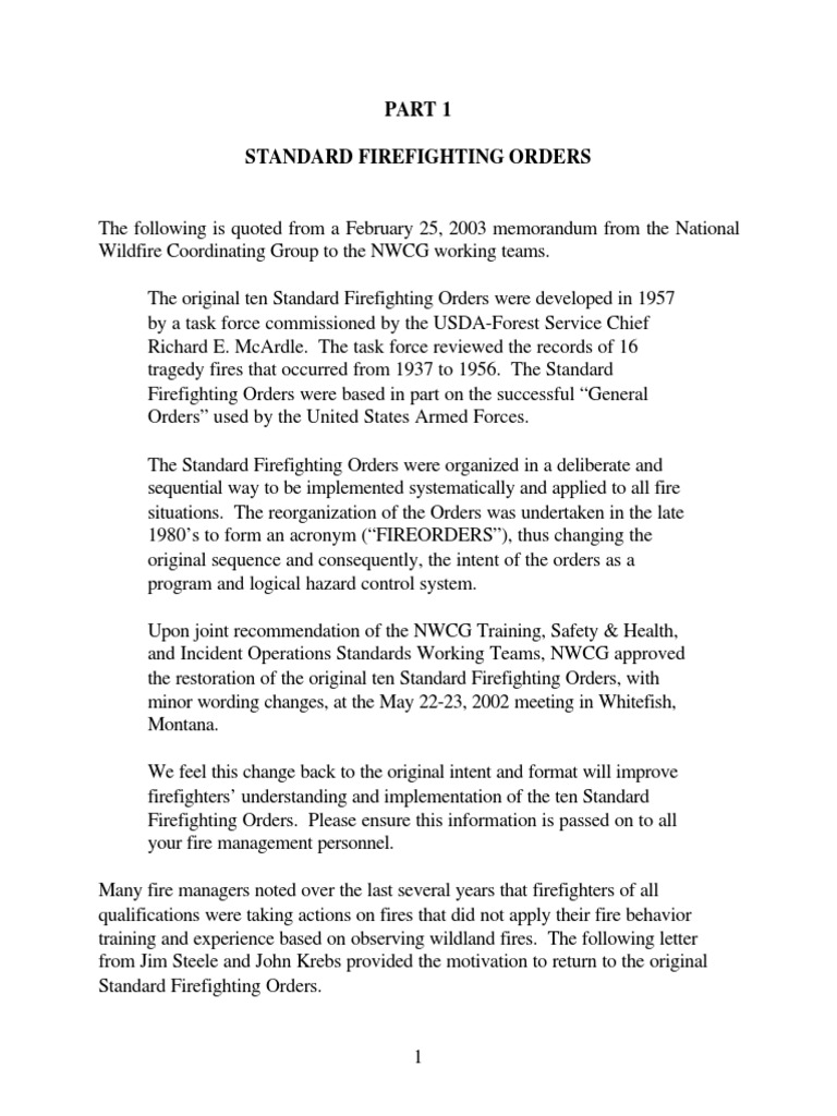 Standard Firefighting Orders | PDF | Firefighter | Firefighting