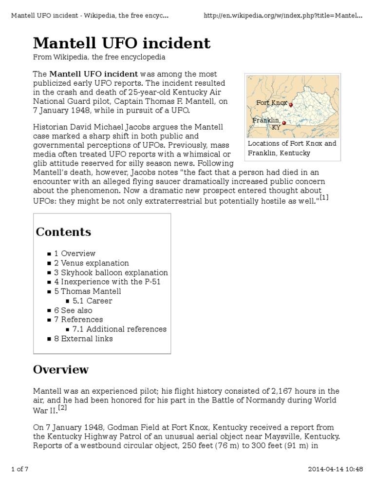 Captain Thomas F. Mantell | PDF | Ufology | Armed Conflict