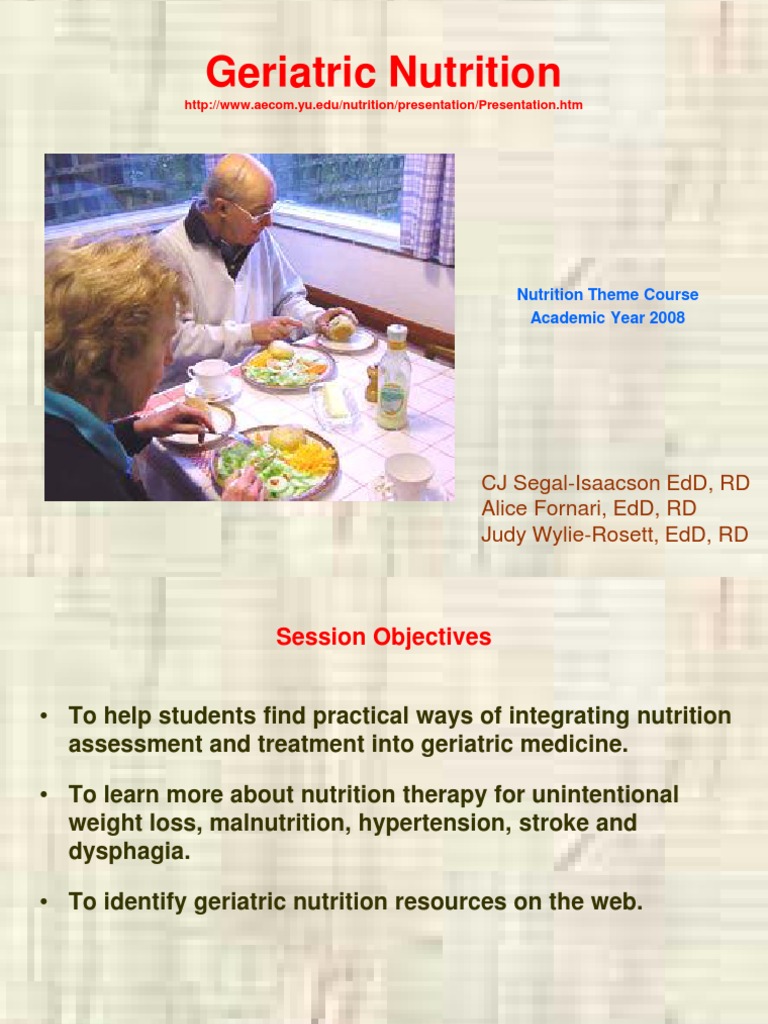 Geriatric Nutrition Presentation | Weight Loss | Eating
