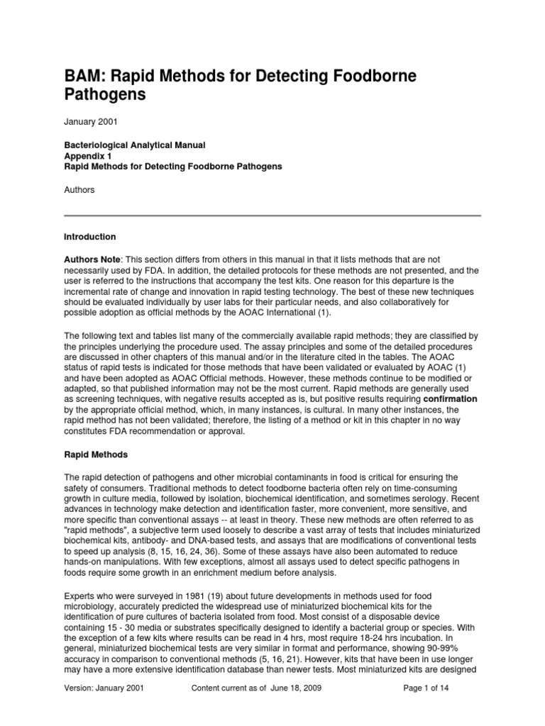 Rapid Detection Methods for Foodborne Pathogens: An Overview of Commercially Available Assay ...