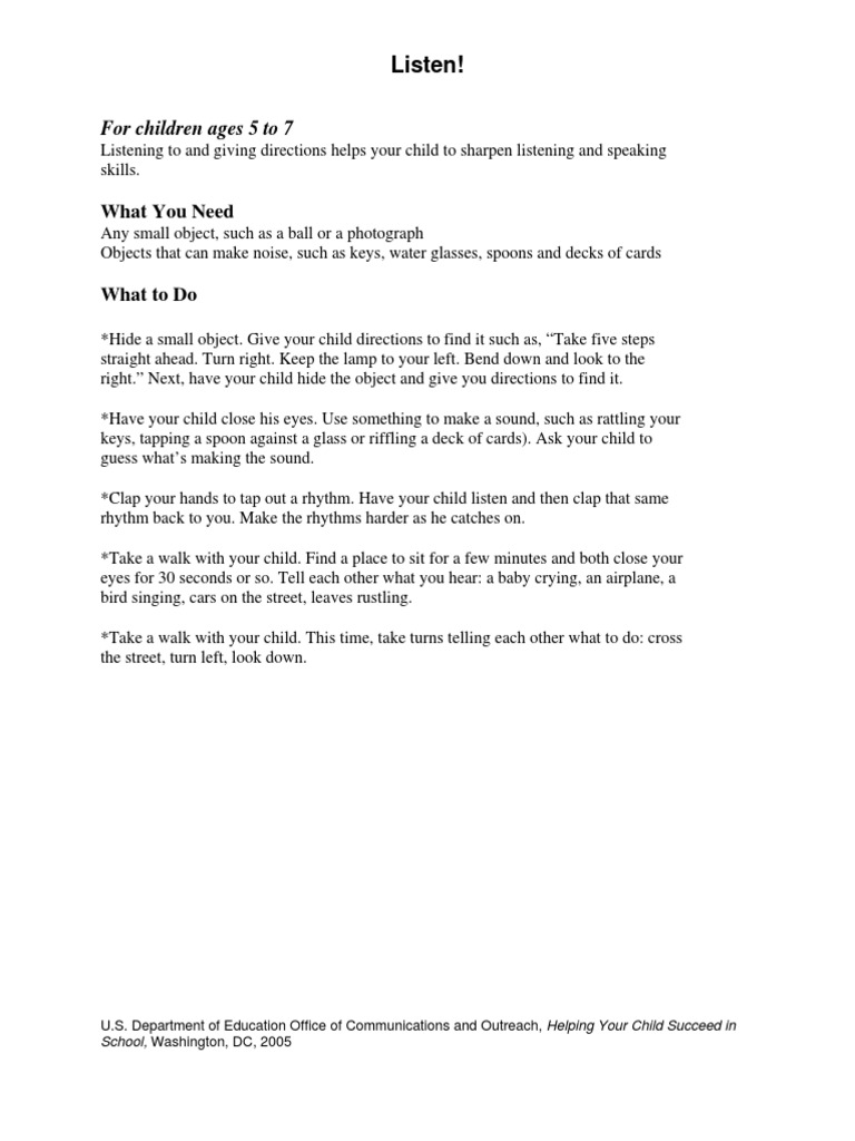Engaging Listening Activities for Kids | PDF
