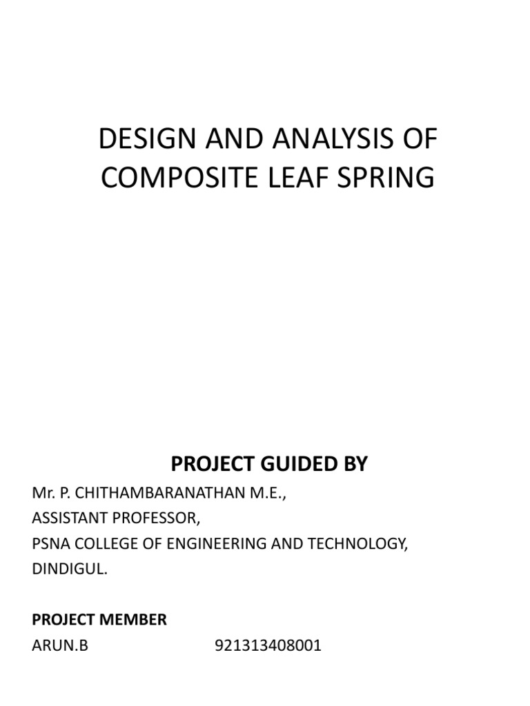 Design and Analysis of Composite Leaf Spring | PDF | Suspension ...
