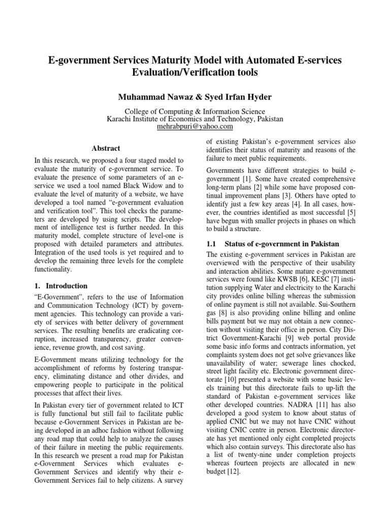 E Government Maturity Model Pdf E Government Websites