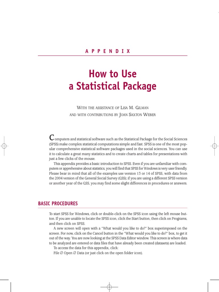 How To Use A Statistical Package: Appendix E | PDF | Spss | Histogram