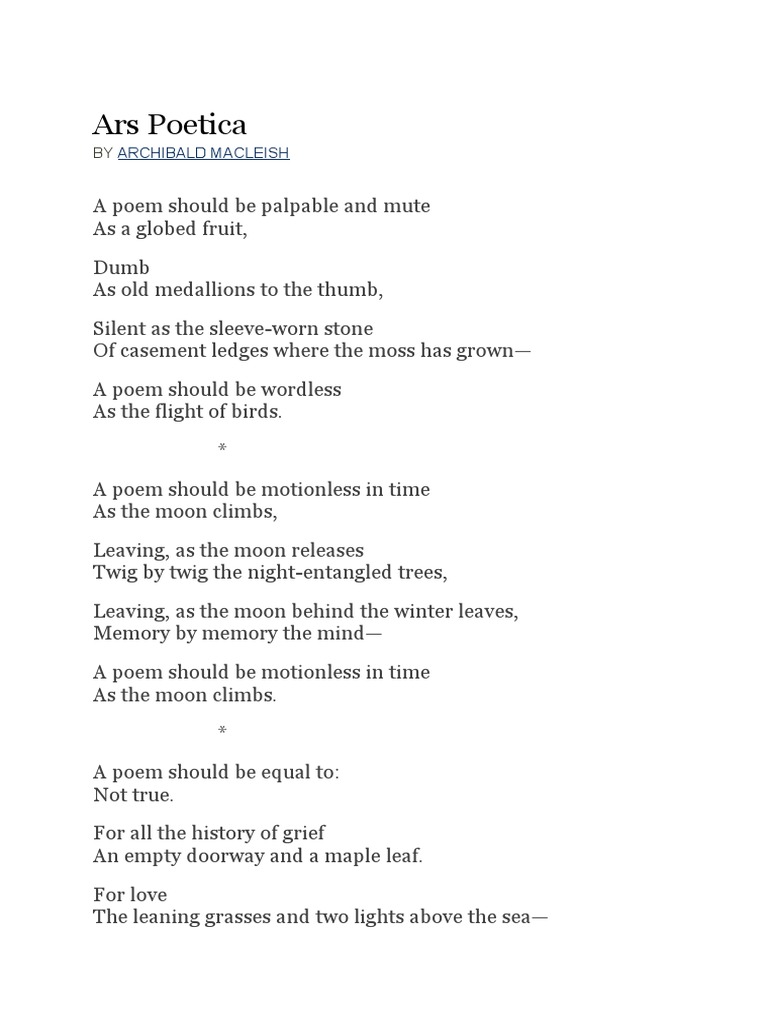 Ars Poetica: Archibald Macleish | PDF