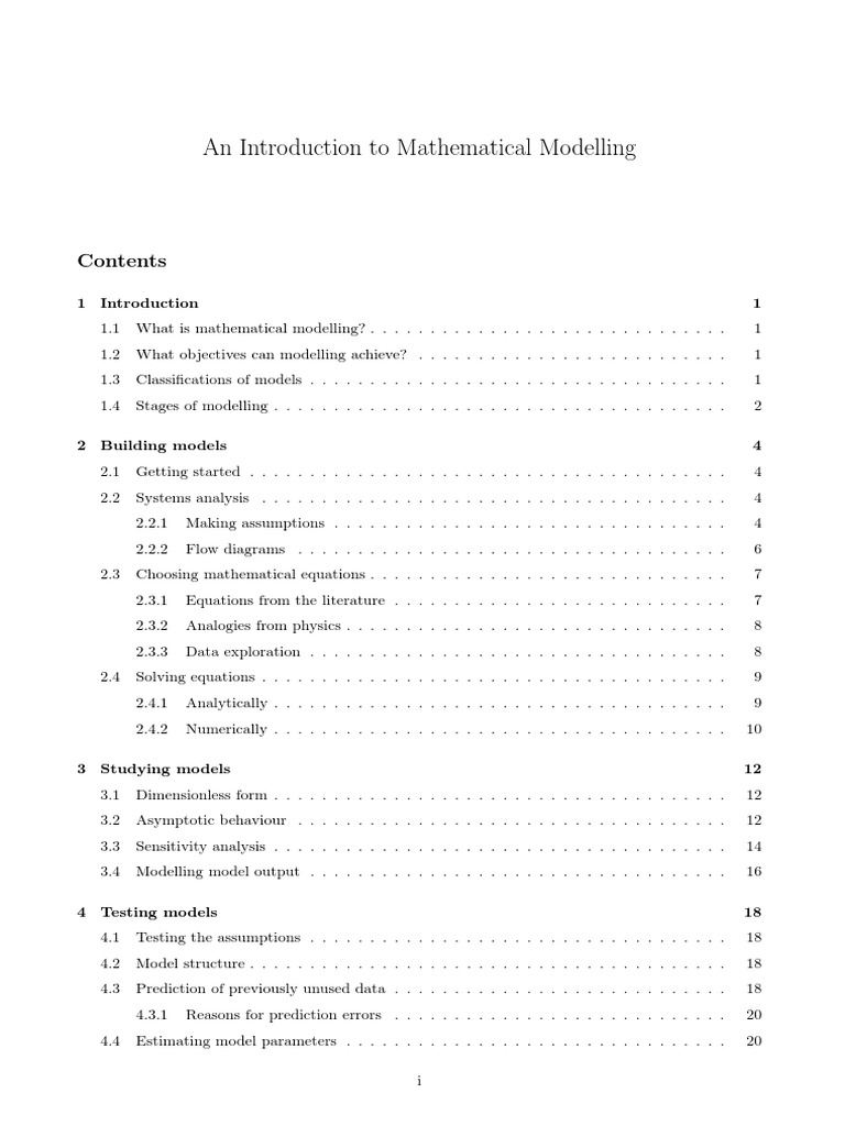 An Introduction To Mathematical Modelling | PDF | Errors And Residuals | Prediction