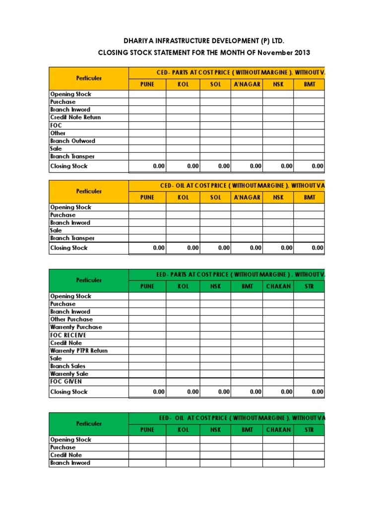 Stock Statement Format | PDF | Civil Law (Legal System) | Consumer ...