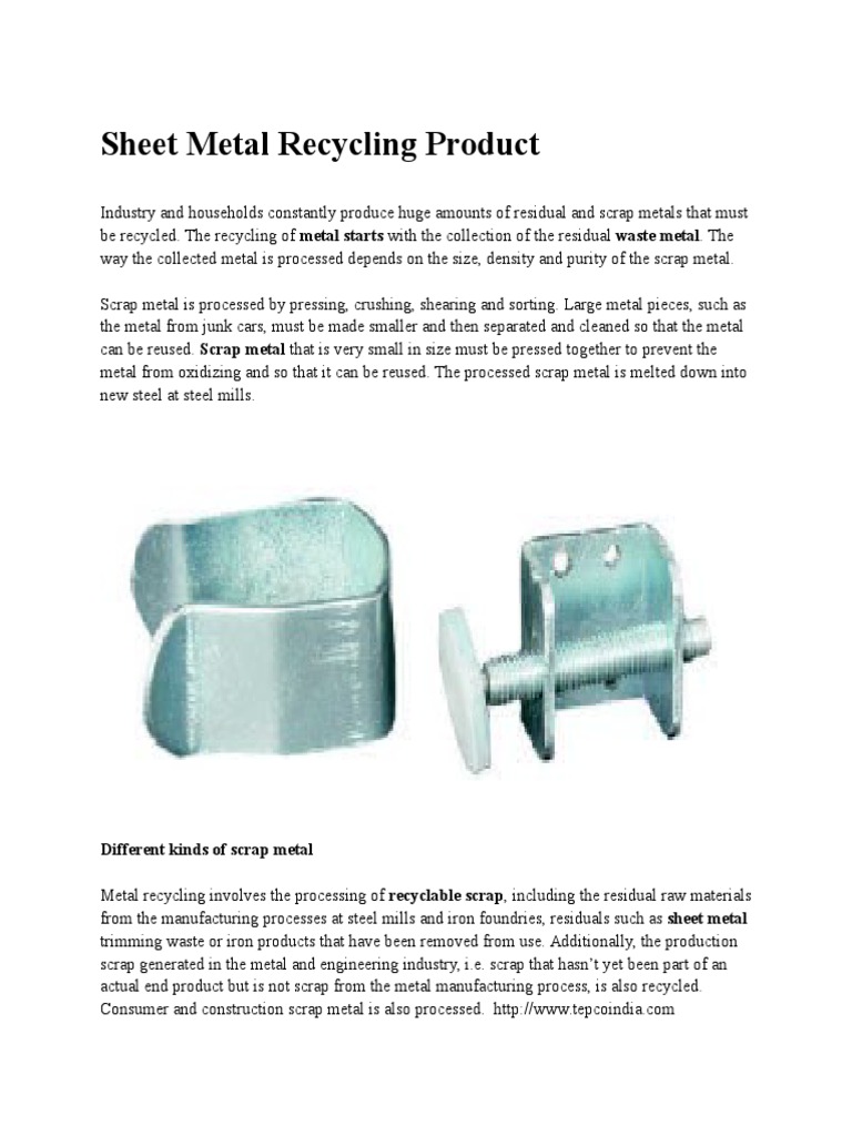 Sheet Metal Recycling Product: Different Kinds of Scrap Metal | PDF ...