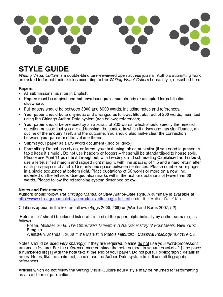 Style Guide: Writing Visual Culture Is A Double-Blind Peer-Reviewed ...
