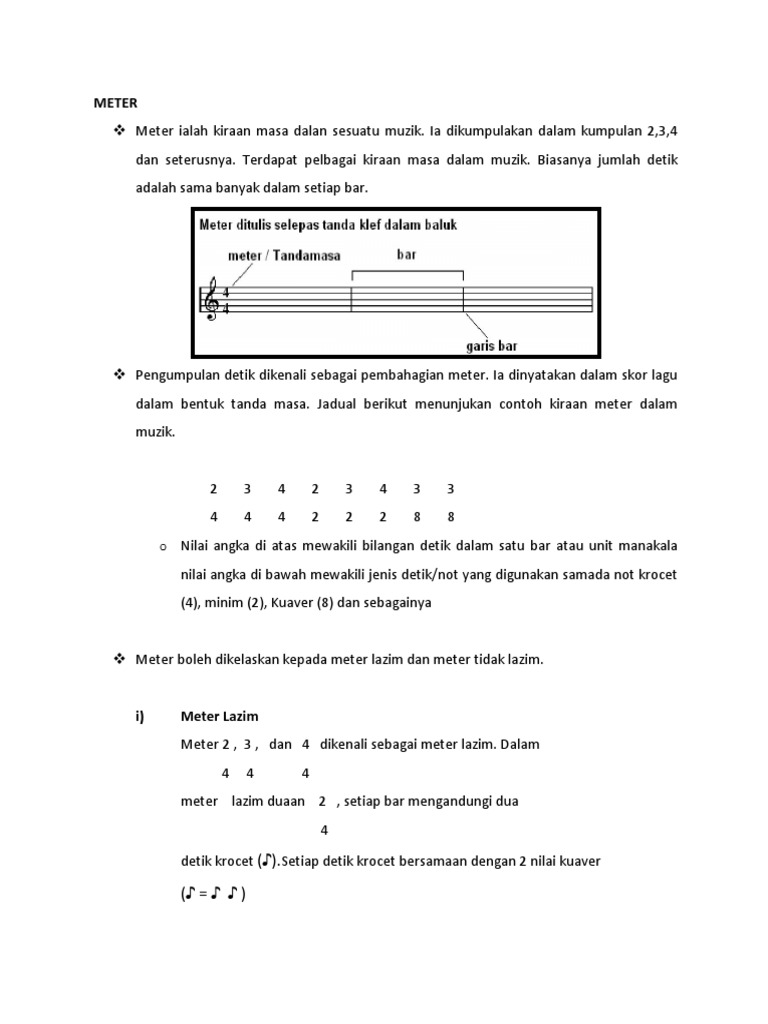 Meter Dalam Bahasa Muzik | PDF
