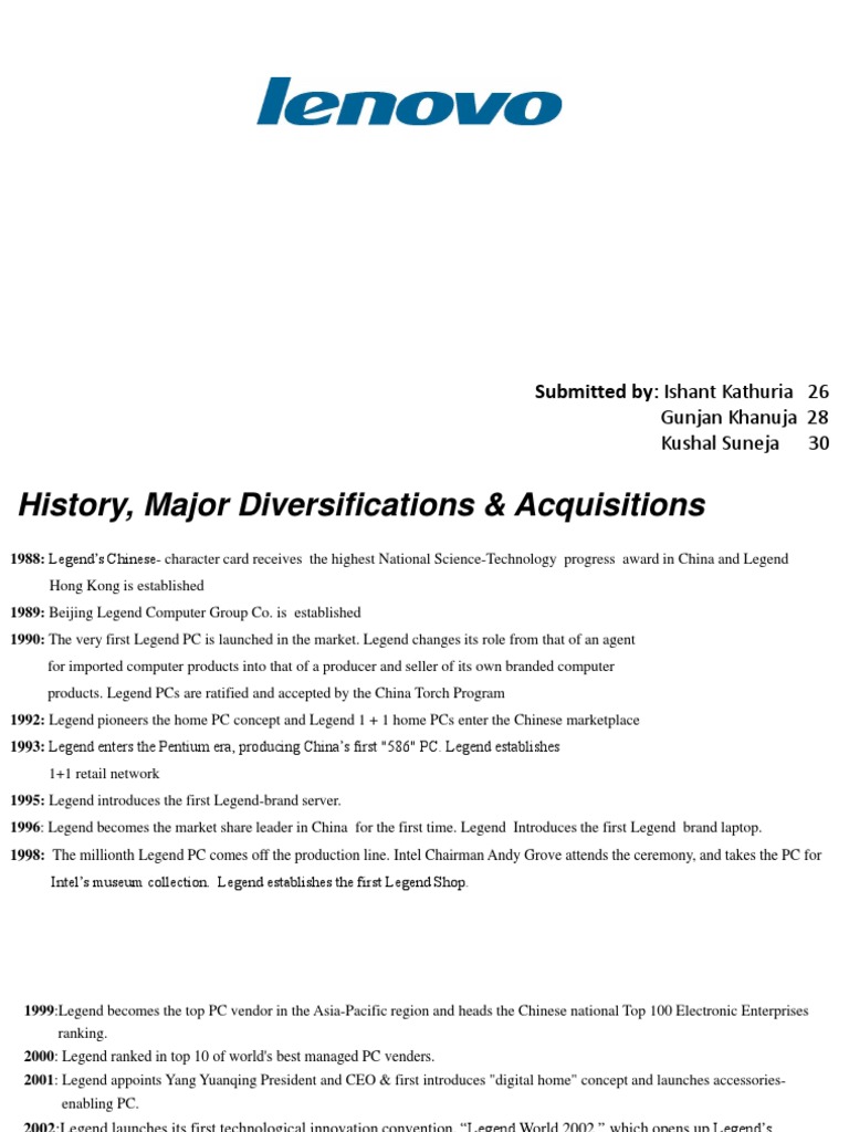 Lenovo | PDF | Lenovo | Mergers And Acquisitions