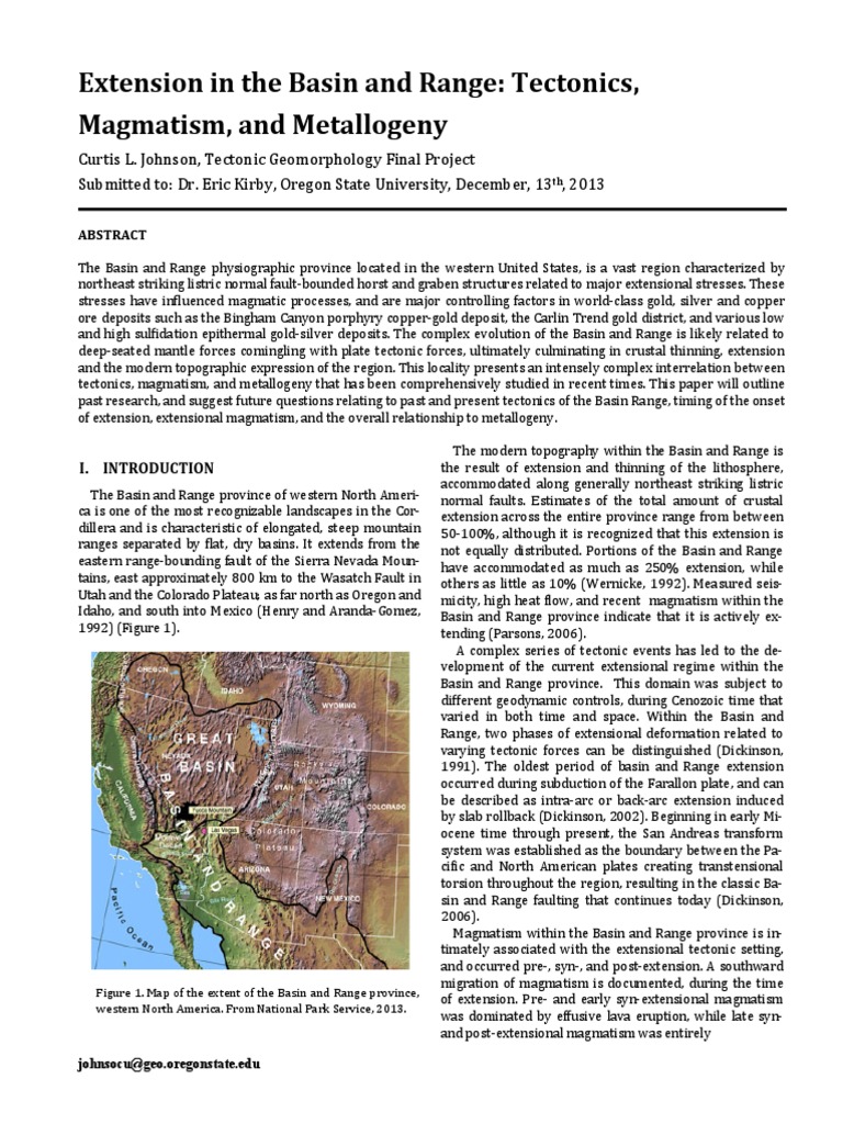 Johnson - Basin and Range Extension | PDF | Igneous Rock | Tectonics