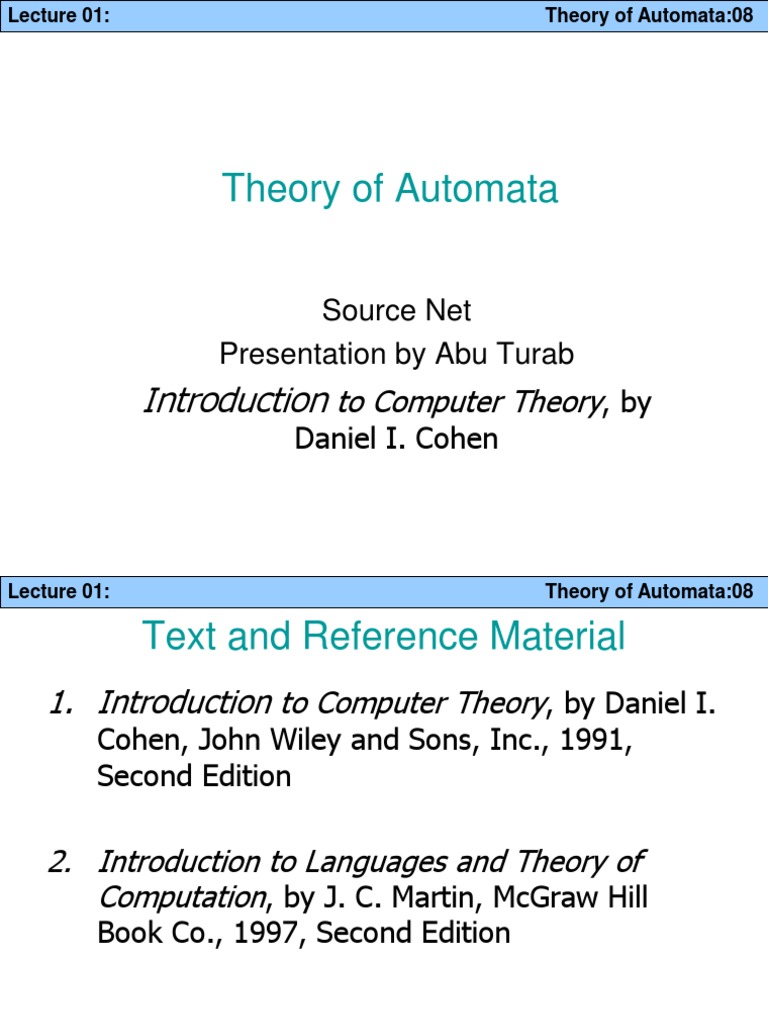 Theory of Automata Lecture 1 | PDF | Automata Theory | String (Computer Science)