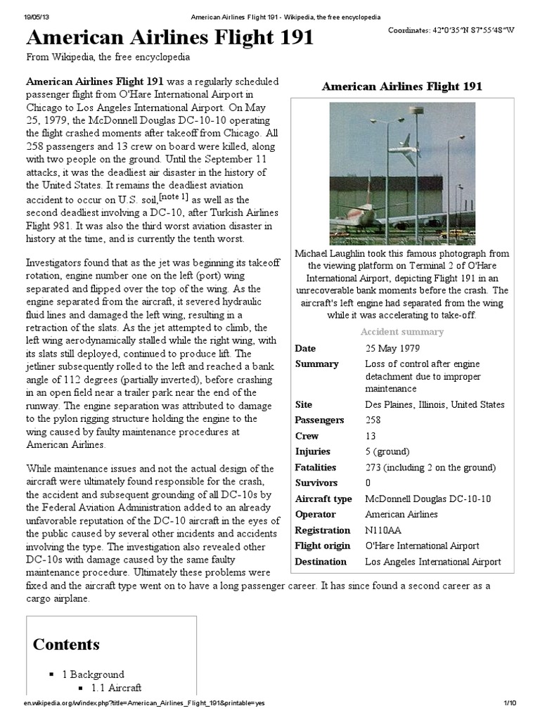 American Airlines Flight 191 - Wikipedia, The Free Encyclopedia | PDF ...