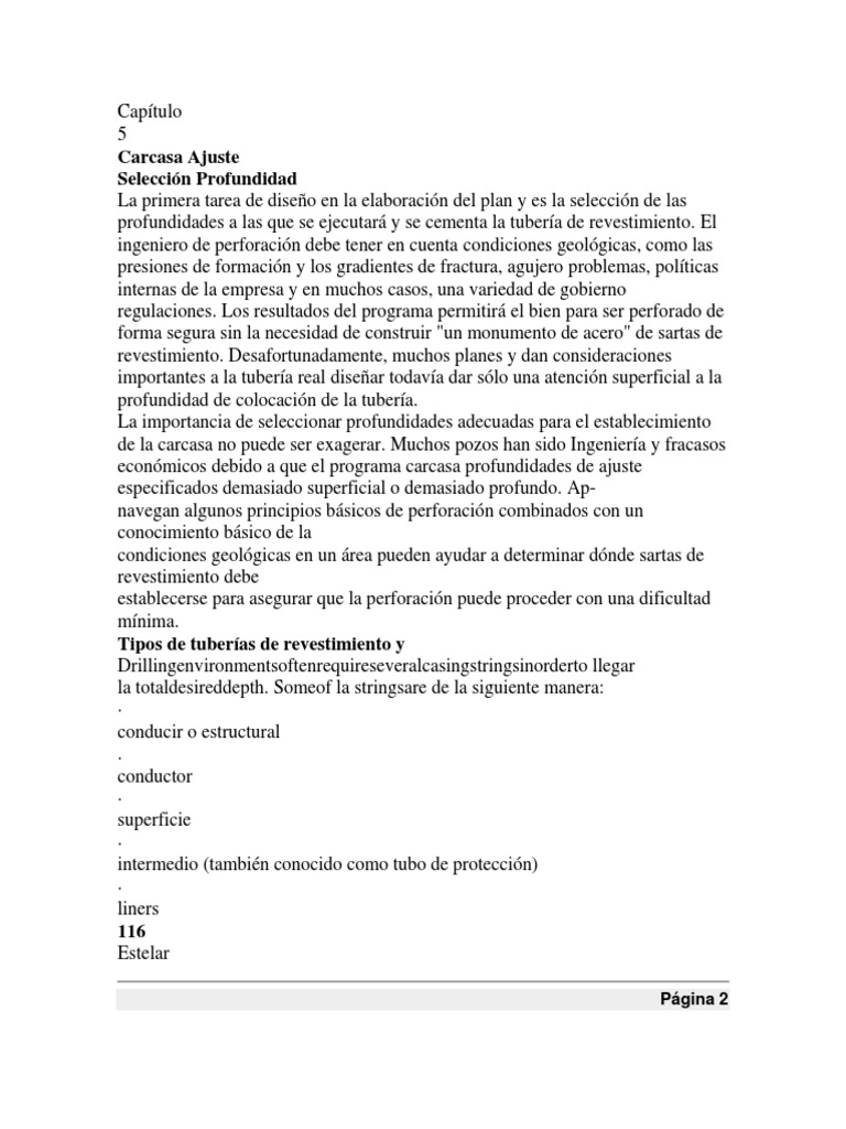Selección de Profundidades de Carcasa | PDF | Presión | Tubería ...