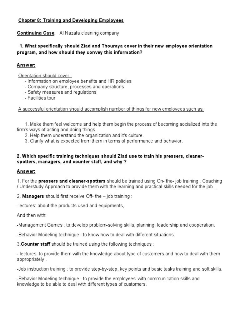 Chapter 8 Carter Cleaning Company: The New Training Program | PDF