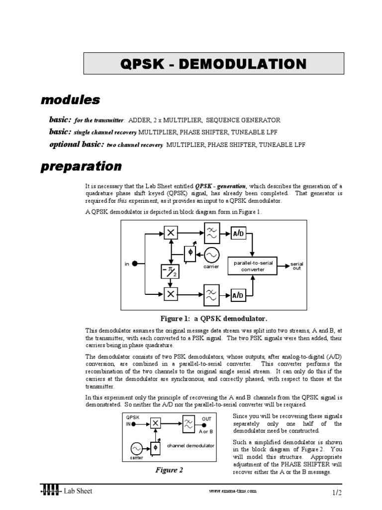 Lab 31 QPSK Demodulation | PDF | Electronics | Information And ...