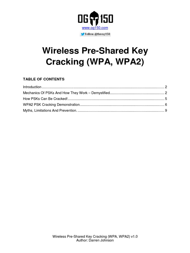 Wireless Pre-Shared Key Cracking WPA, WPA2 | PDF | Security Technology ...