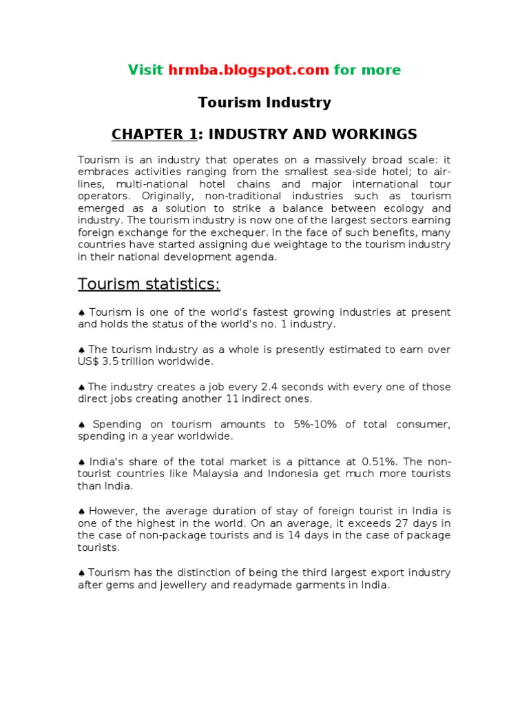 Tourism - Industry Project Report | PDF | Market Segmentation | Tourism