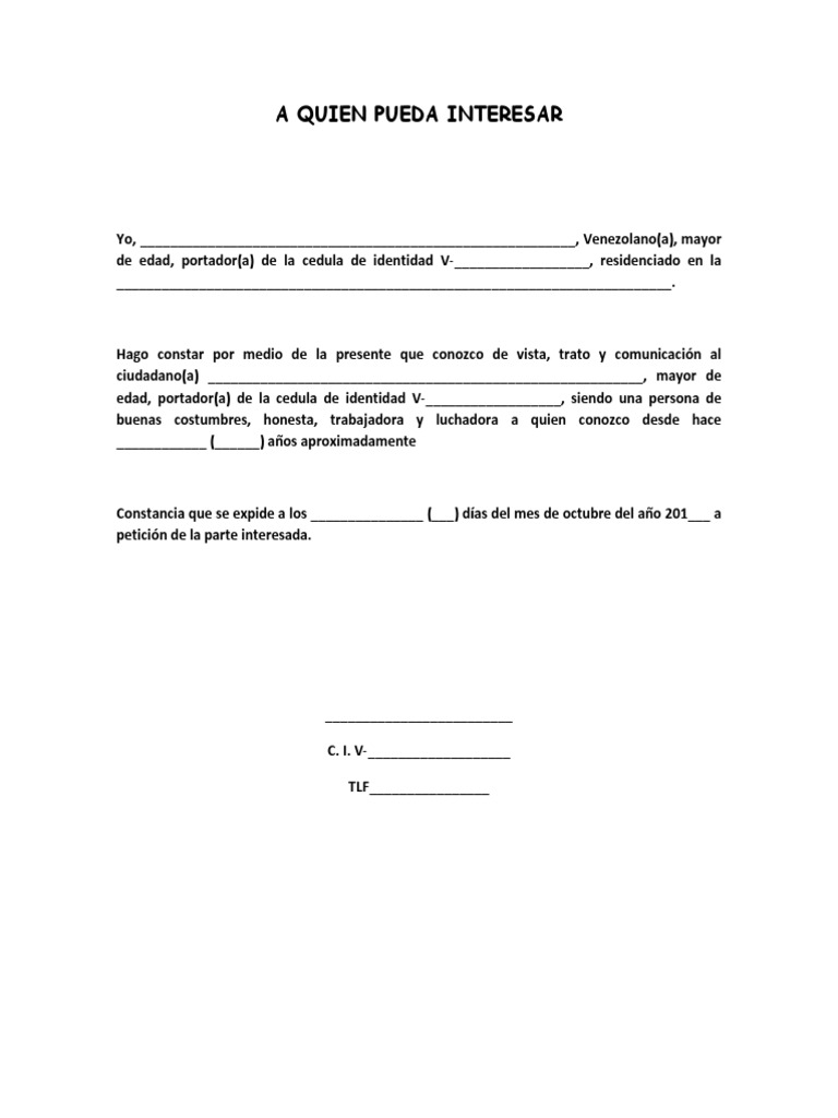 A Quien Pueda Interesar | PDF