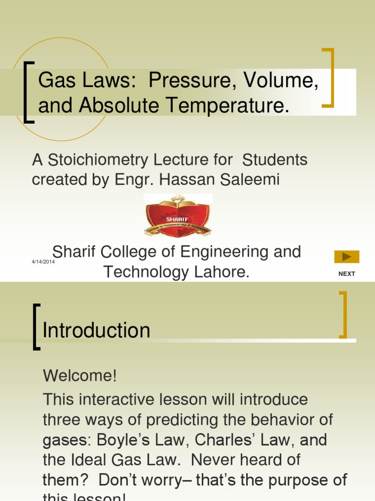 Gas Laws: Pressure, Volume, and Absolute Temperature | Download Free ...