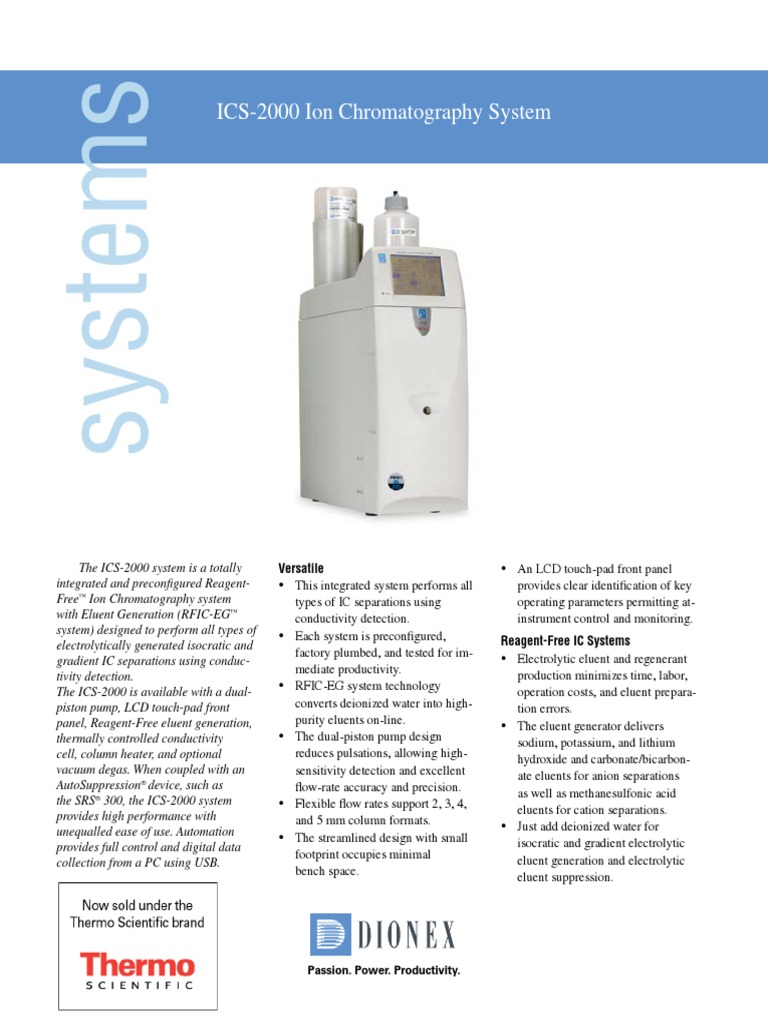 Dionex ICS2000 Data Sheet | PDF | Automation | High Performance Liquid ...