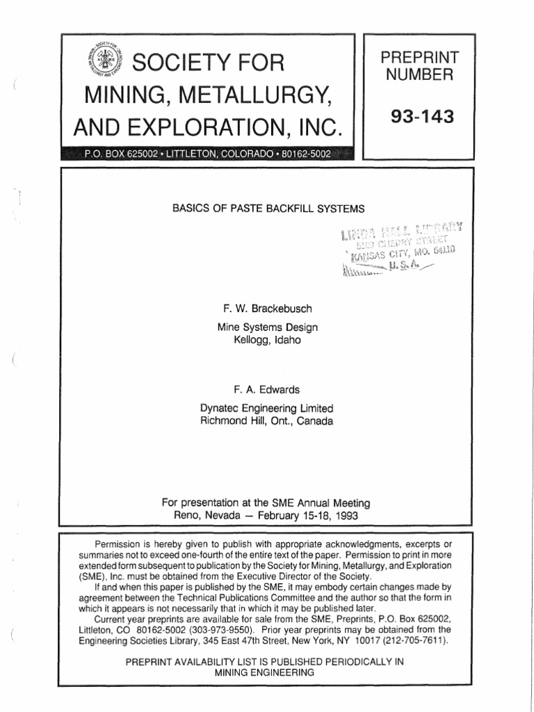 Basics of Paste Backfill Systems | PDF | Filtration | Viscosity