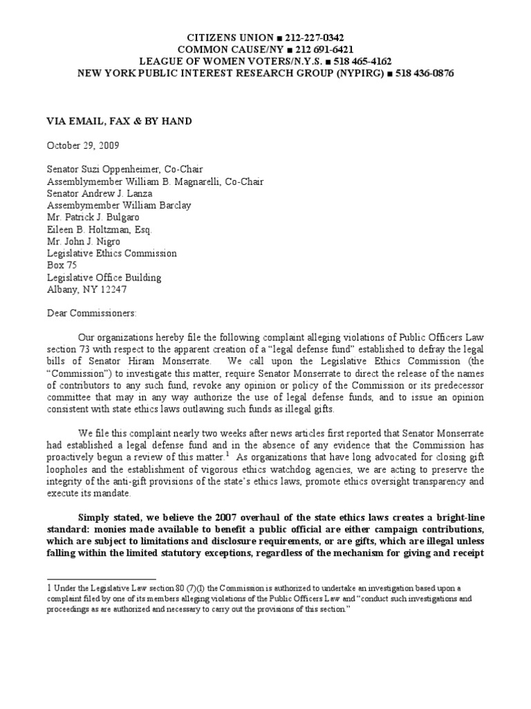 Legal Defense Fund Complaint Letter Final Pdf Trust Law Lobbying In The United States