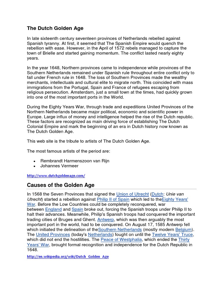 The Dutch Golden Age | PDF | Travel