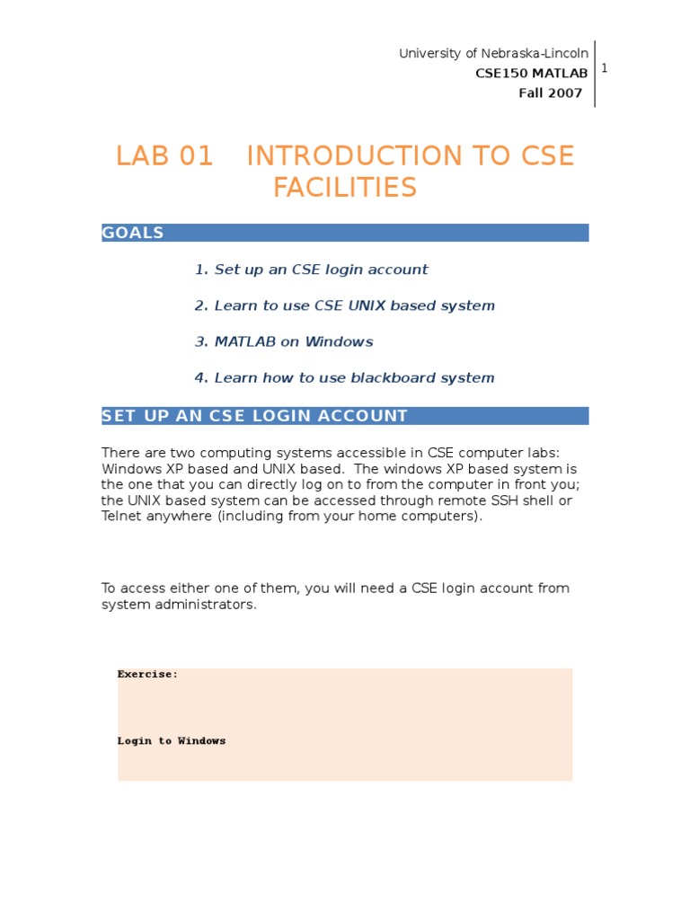 Lab 01 Introduction To Cse Facilities: Goals | PDF | Computer File ...