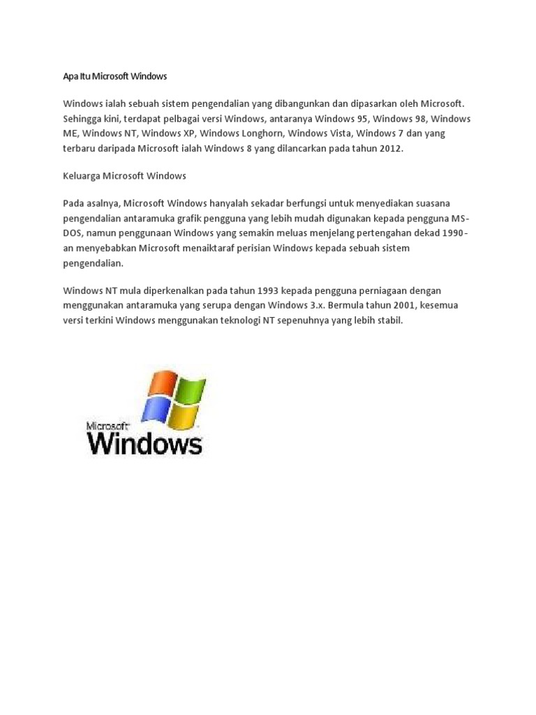 Apa Itu Microsoft Windows | PDF
