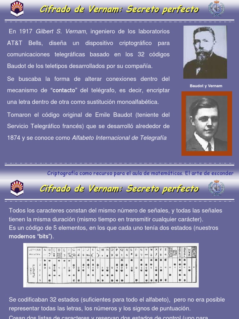 07 Vernam | PDF | Criptografía | Clave (criptografía)